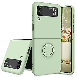 GaoBao for Samsung Galaxy Z Flip 3 5G Case, Galaxy Z Flip 3 5G Cover 6.7'', Silicone Soft Gel Rubber Bumper Shockproof Anti-Scratch Protective Case with Ring for Galaxy Z Flip3 5G 2021, Matcha Green.