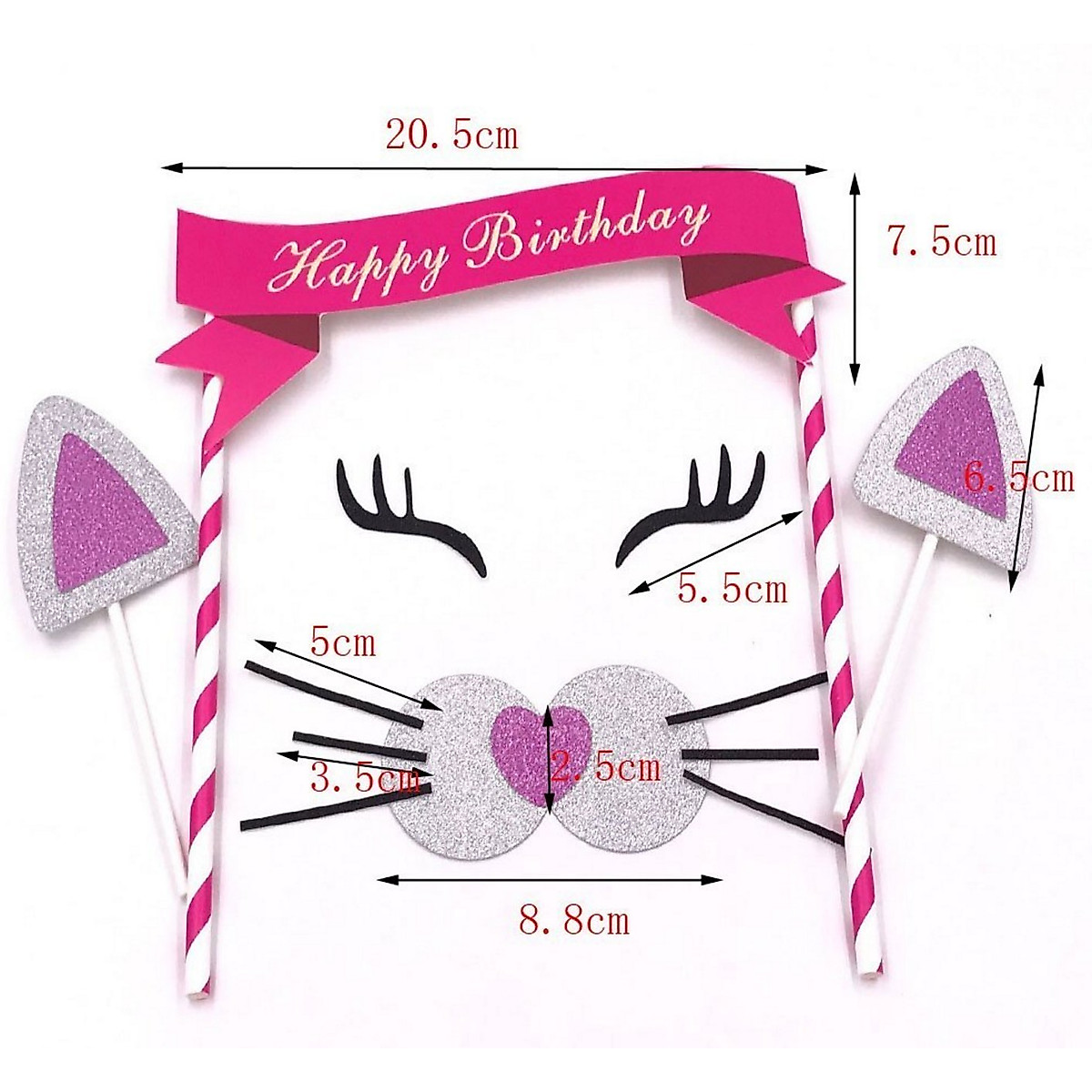 Handmade Cat Cake Topper Decoration, Cake Decor And Birthday Party Picks