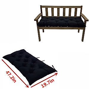 SEAHOME Indoor/Outdoor Bench Cushion,Waterproof Swing Seat Cushion,Outdoor Chair Cuhion,for Lounger Garden Furniture Patio Loveseat (47.2'' x 19.7'', Black)