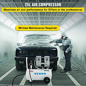 VEVOR Air Compressor 6.6 Gallon, Portable Air Compressor 1 HP, Oil Free Air Compressor Steel Tank 750W, Pancake Air Compressor 115 PSI, Ultra Quiet Compressor for Home Repair, Tire Inflation