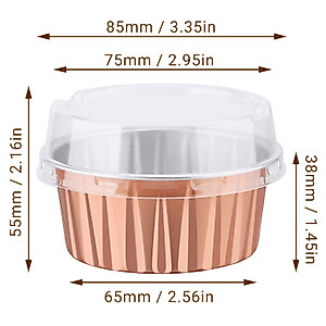 EUSOAR Disposable Baking Cups, 5oz 50pcs Foil Ramekins Cupcake Liners, Aluminum Foil Muffin Liners Cups with Lids, Disposable Aluminum Foil Cupcake Holders Cases Boxes Pans with Lids