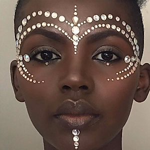 Fstrend Glitter Rhinestones Face Gems Mermaid Body Stickers Crystals Face Jewels Tattoo Sticker Clubwear Party Rave Festival Body Jewelry for Women and Girls(4 Pcs)