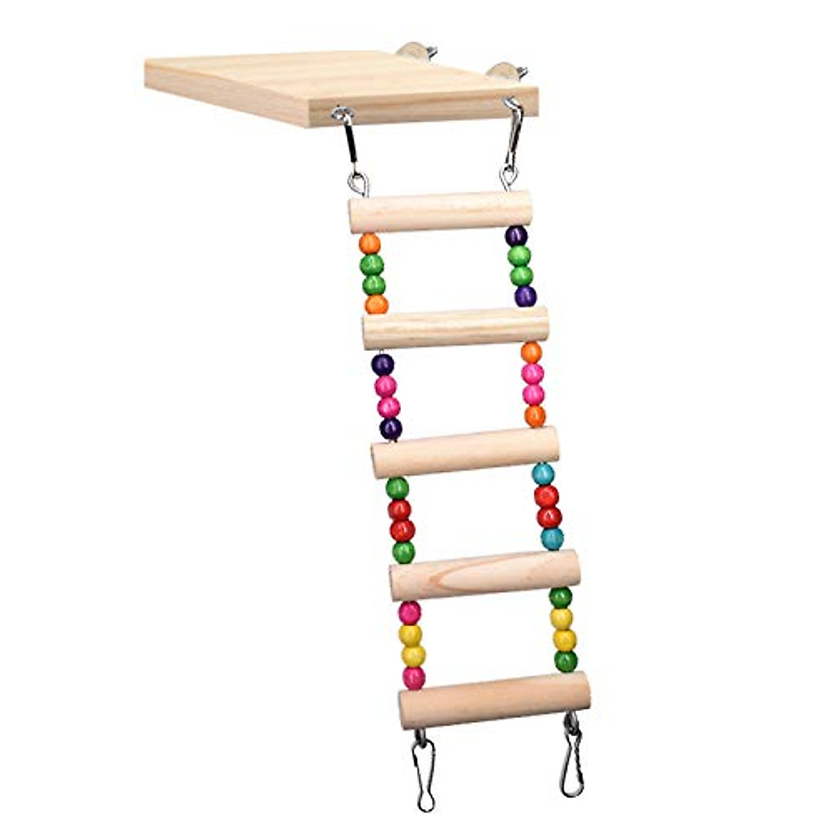 FUCHU Wooden Parrot Hamster Climbing Ladder Swing Play Toys Set Birds Hanging Bridge Exercise Perch Stand Platform Cage Accessories for Lovebirds Gerbil Rat Chinchillas Squirrel