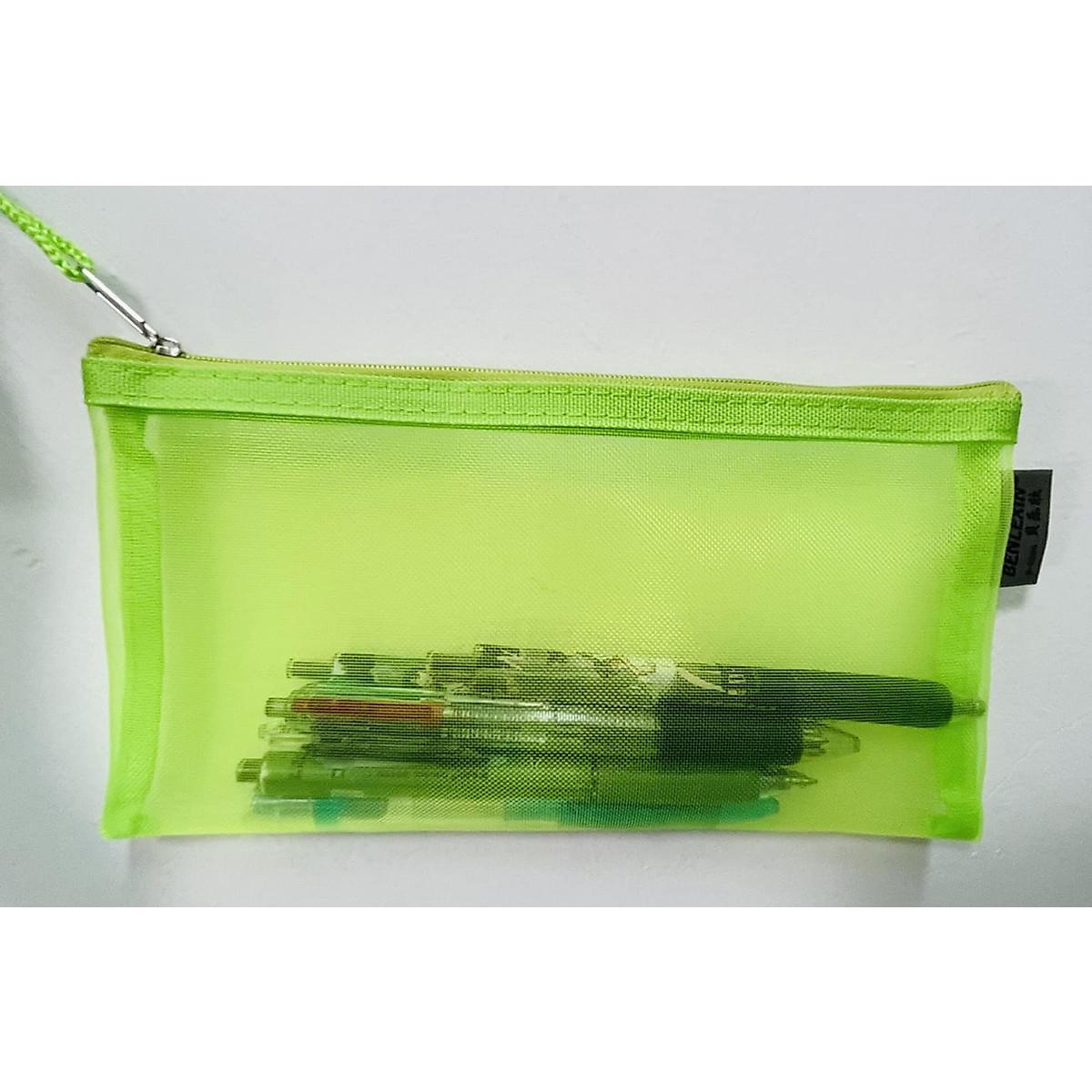 Happyupcity 2PCS Creen Mesh Nylon Storage Bag with Zipper Small Makeup Bag Toothbrush Toothpaste Cosmetic Tools Holder Portable Reusable Pocket for Travel Vacation Business Trip ColorRandom