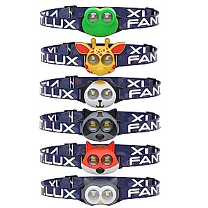FANT.LUX Headlamp for Kids, Battery Powered LED Headlamps, Owl Frog Giraff Dog Fox Raccoon Theme Gift for Children's Day, Birthday, Toddlers - 6 PCS