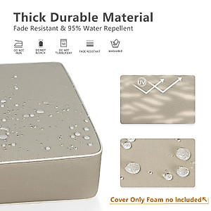 Porch Shield Outdoor Cushion Slipcovers Patio Chair Seat Cushion Covers Set 4 Waterproof Fade Resistant 19 x 19 x 4 inch, Beige