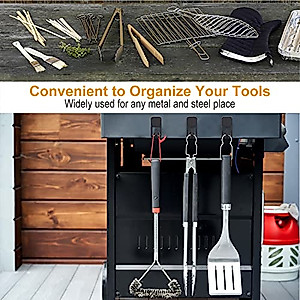 Magnetic Grill Hooks, Magnet Hooks for Grills, Rust Proof & Heavy Duty Outdoor Magnetic Hooks, Grills Magnetic Hooks for Barbecue Tool, Outdoor Hanging, Refrigerator, Grill, Kitchen, Black(3 Pack)