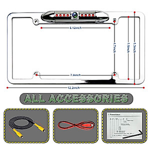 License Plate Backup Camera, JPP Front/Rear View Camera 170° Viewing Angle Universal Car Reverse Camera Waterproof 8 LED Night Vision Vehicle Reverse Camera
