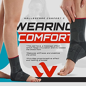 WEHR Malleocare Comfort C Ankle Compression Sleeve - Premium Ankle Support Foot Brace for Ligament Injury, Instability, Swelling – Comfortable and Breathable (X-Large)