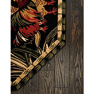 Unique Loom Barnyard Collection Area Rug - Farm (5' 3" Octagon, Black/ Cream)