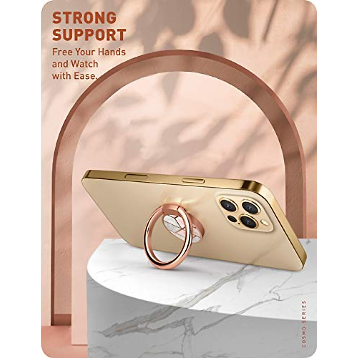 i-Blason Cell Phone Finger Ring Holder - Universal - Kickstand with 360° Rotation and 180° Flip Magnetic Car Mountable Compatible with iPhone 14/iPhone 13/Galaxy S23/Galaxy S22/Galaxy Z (Marble)