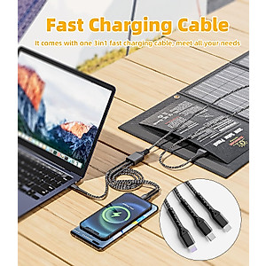 [Lightweight Upgraded]SUNNOBE Portable Solar Panel with 3-IN-1 Cable, Dual USB-A Ports, Foldable 30W Solar Panel Charger with Digital Ammeter for Camping&Hiking, Compatible with iPhone, iPad, Samsung