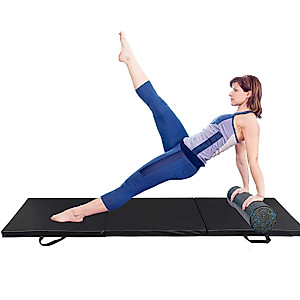 Nova Microdermabrasion Folding Gymnastics Mat with Handles - Tri-Fold Exercise Panel for MMA, Yoga, Stretching, and Fitness (6'x2'x2', No-Slip)