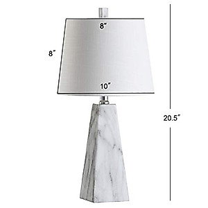 JONATHAN Y JYL1037A Owen 20.5" Resin LED Table Lamp, Contemporary, Modern, Elegant, Office, Living Room, Family Room, Dining Room, Bedroom, Hallway, Foyer, White Marble Finish