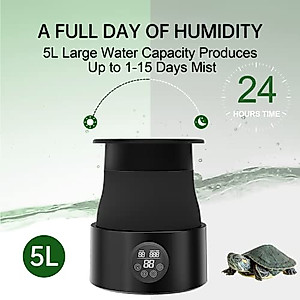 Reptile Humidifiers Mister, 5L Foldable Tank Reptile Misting System,Automatic Mister for Reptiles with Silent Pump & Adjustable Nozzle for Lizard/Snake/Tortoise/Fog/Gecko/Chameleon Terrarium Mister