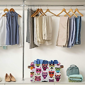 Rectangular Storage Bin Cute Owl Basket with Handles - Organizer Bin for Toys, Books, Laundry Basket for Kids/Pets, Playroom