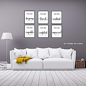 Inspirational Wall Art, Motivational Wall Art, Office Wall Decor, Wall Art For Bedroom and Living Room, Quotes Wall Art, Home Office Decor, Daily Positive Affirmations Posters (Set of 6, 8X10in Unframed)