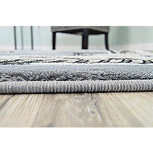 PlanetRugs Glamour Design 206 3D Hand Carved Traditional Rug Oriental Floral 7'9''x10'8'' Grey Beige