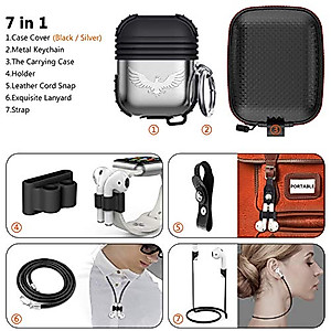 HALLEAST Compatible AirPods Case Metal Holder Portable Anti-Lost Strap 2019 Silicone Case for AirPod 2 & 1, Not for Wireless Charging, Silver