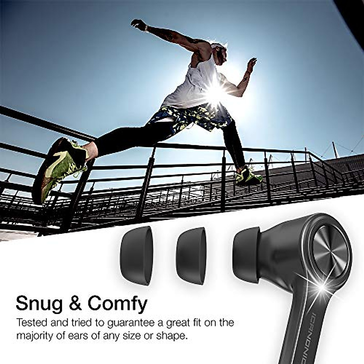 iCanonic Wireless Earbuds with Bluetooth 5.0 in-Ear Headphones and Charging Case, HD Sound/Quick-Pairing Stereo Calls/Built-in Microphones/IPX5 Sweatproof/Acoustic Bass for Sports - Black (ZT000030)