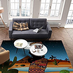 ARTSHOWING Ultra Soft Area Rugs African American Woman Afro Lady Cactus Desert Night Indoor Living Room Decor Carpets for Children Bedroom Home Nursery, 2'x3'