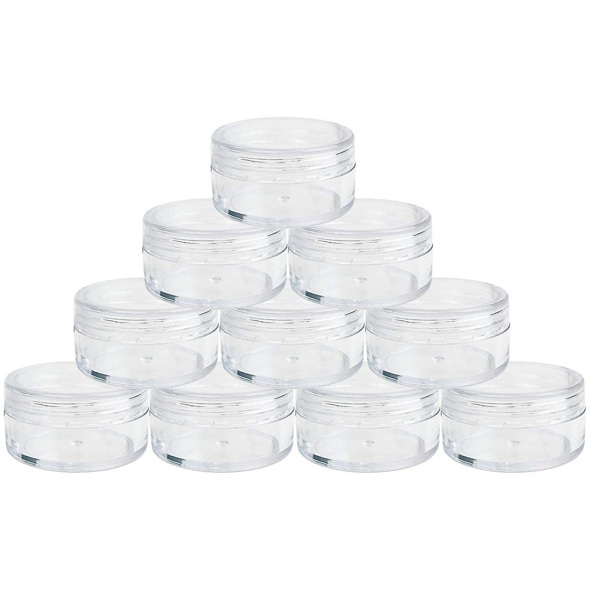 (Quantity: 10 Pieces) Beauticom 10G/10ML Round Clear Jars with Screw Cap Lids for Makeup, Lotion, Creams, Eyeshadow, Cosmetic Product Samples - BPA Free