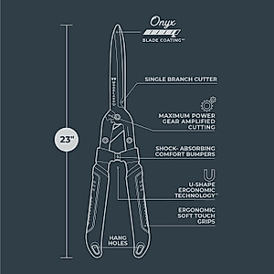 Woodland Tools Co. Super Duty MaxForce Hedge Shear – 23" High Carbon Steel Blades with Gear Amplified Cutting Power, Ergonomic U-Shape Design