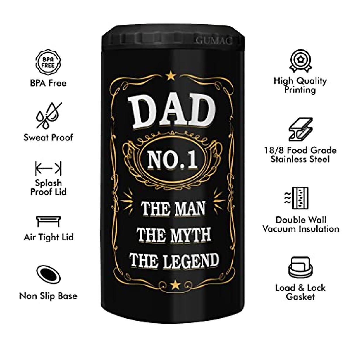 Dad Can Cooler - Can Cooler for Dad, Daddy, Father - Dad Tumbler - Gift for Father from Daughter, Son, Kids on Father's Day, Birthday, Christmas