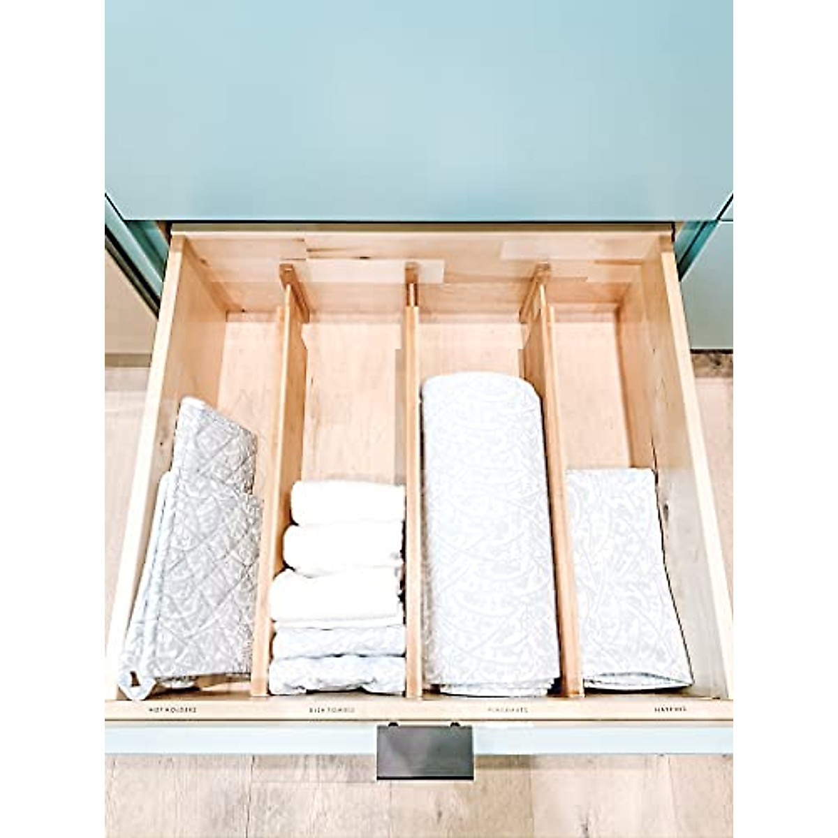 Lipper International 8897 Bamboo Wood Custom Fit Adjustable Deep Kitchen Drawer Dividers, Set of 2