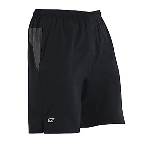 EZRUN Mens 9 Inch Lightweight Running Workout Shorts with Liner Loose-Fit Gym Shorts for Men with Zipper Pockets(Black,L)
