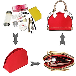 Soyizom Purse Organizer for Alma insert, Felt Bag Organizer Purse Organizer Insert For Alma PM BB insert organizer(BB,Red)