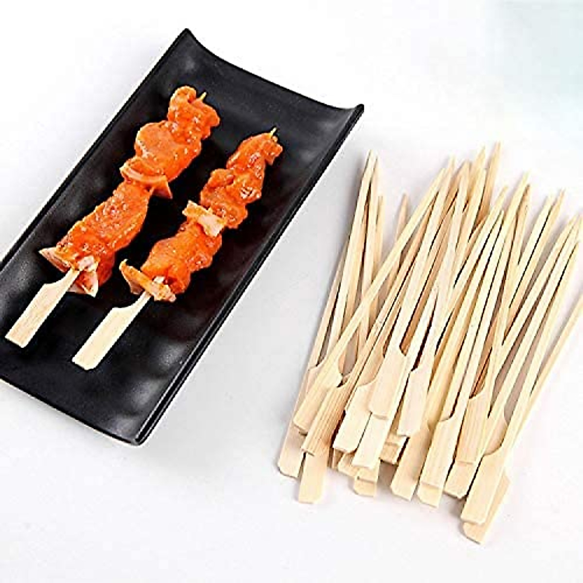 Noa Store Bamboo Skewers 4 Inch, Wooden Paddle Picks, Skewers for Appetizers, Cocktail, Fruit Kabobs, Sandwich, Barbeque Snacks - 200 Count