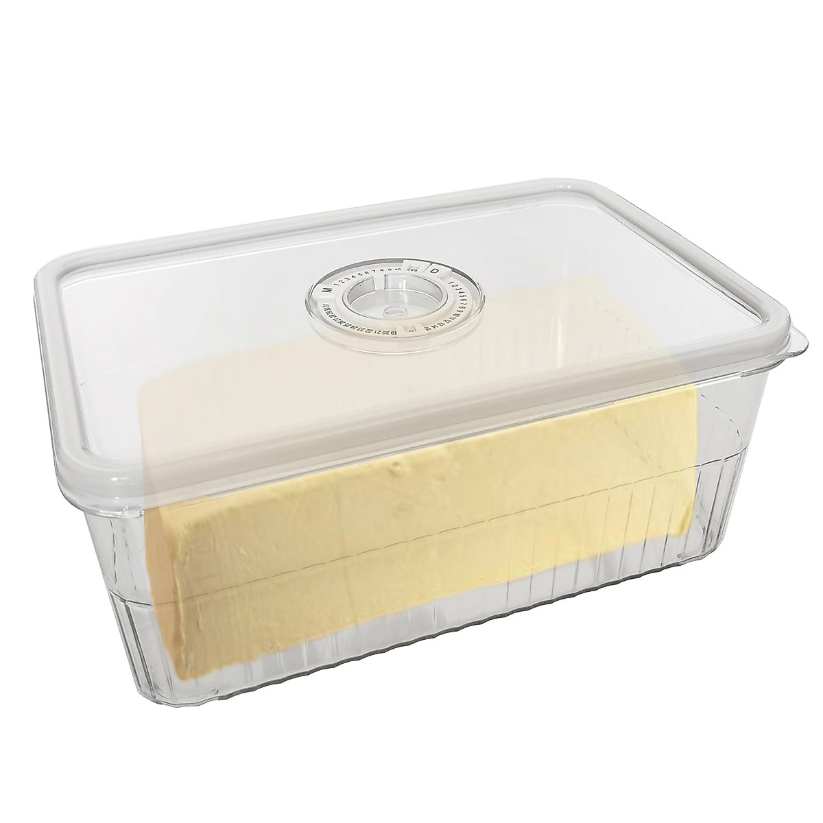 Vellsenne Cheese Container with Airtight Lid and Time Recording - Fridge Cheese Saver