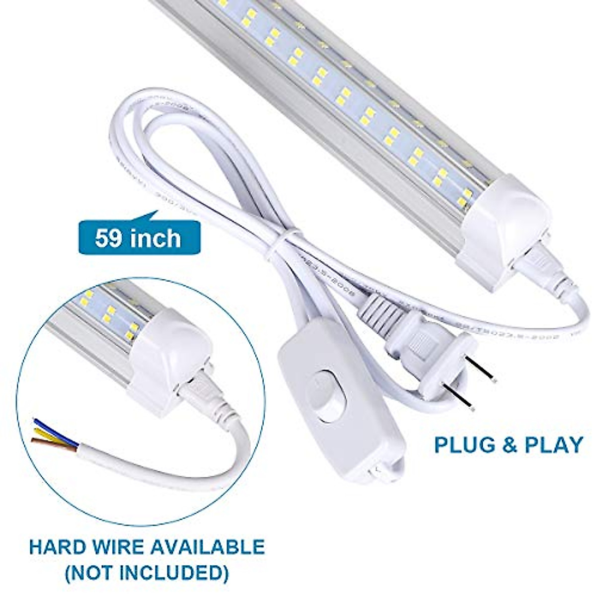 (10-Pack) 8ft LED Shop Light Fixture, 120W 19000LM 6000K, Cold White, V Shape, Clear Cover, Hight Output, Linkable Shop Lights, T8 LED Tube Lights, LED Shop Lights for Garage 8 Foot with Plug