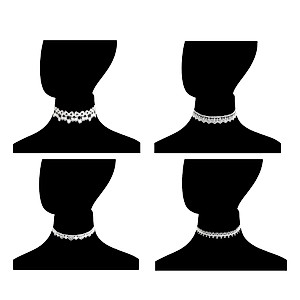 LINKY 10pcs White Lace Choker Necklace Women Jewelry Set (White)