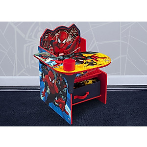 Delta Children Chair Desk with Storage Bin + Design and Store 6 Bin Toy Storage Organizer, Marvel Spider-Man (Bundle)