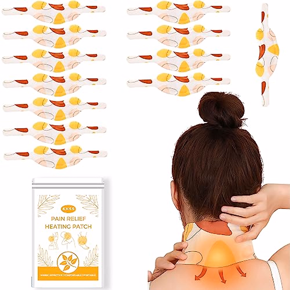 KKSS 12PCS Heating Pad,Pain Relief Patches for Neck, Knee, and Upper or Lower Back Pain, Air-Activated Heat Pads for Menstrual Cramps, Stiffness, Sprains, and More, Stick to Skin