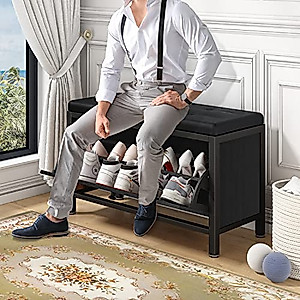 8-10 Pairs Shoe Rack Bench with Door, Entryway Shoe Storage Cabinet with Hidden Shoe Shelf, Shoe Storage Bench for Entryway Closet