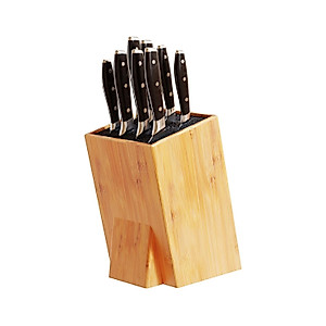 XL Large Universal Knife Block without Knives - Bamboo Countertop Knife Holder w/Removable Bristles - Convenient & Versatile for Any Knife Size
