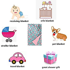 Baby Blanket Super Soft Minky Blanket with Double Layer Dotted Backing Pink Flamingo Security Blanket for Newborns Nursery Stroller Receiving Toddlers Crib Bedding for Boy or Girl(30 x 47 Inch)