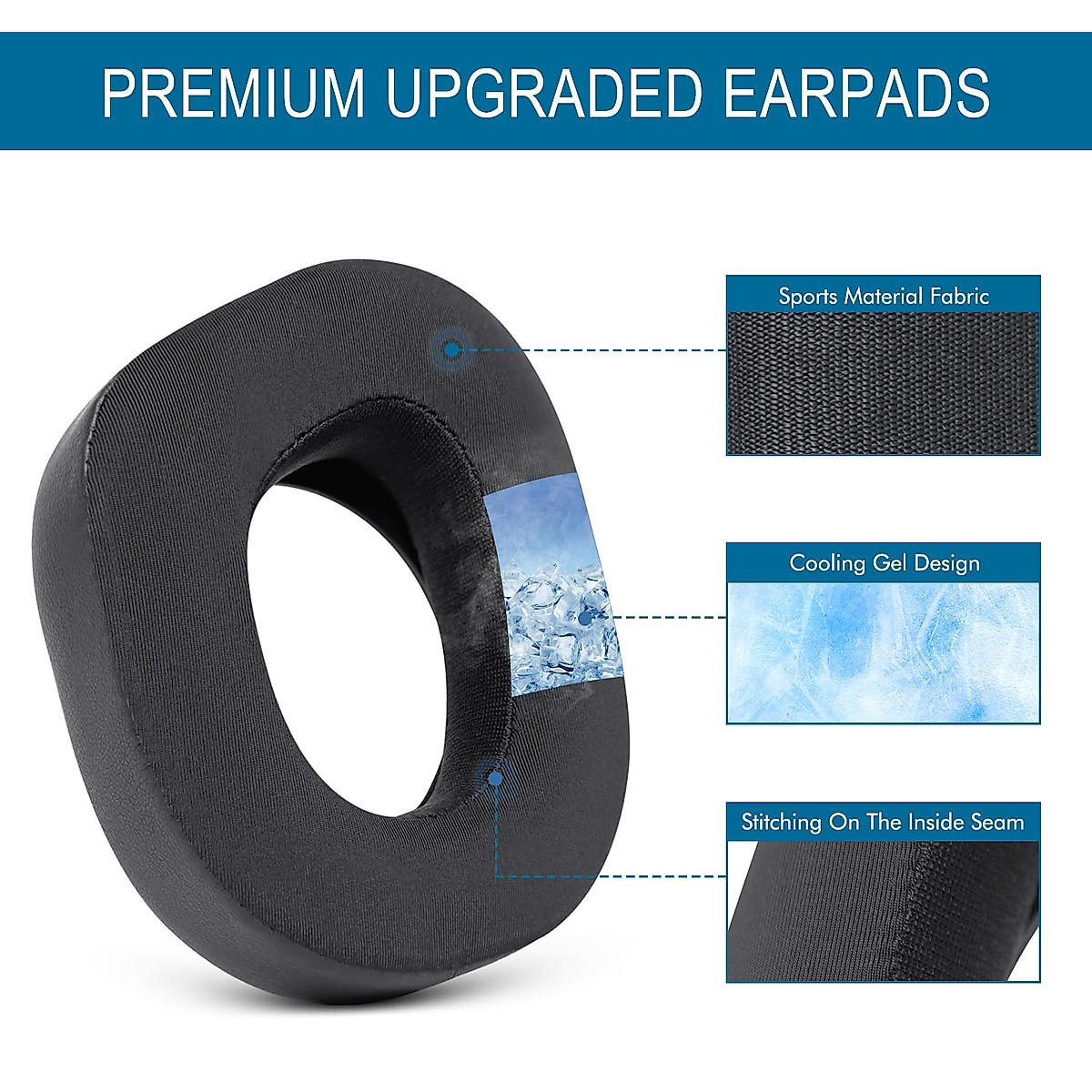 Cooling Gel Ear Pads for Turtle Beach Stealth 700 Gen 2 / Stealth 700 Gen 2 MAX Wireless Gaming Headset, GVOEARS Replacement Cushions with Ice Silk Fabric, Thickness & Sound Isolation - Black