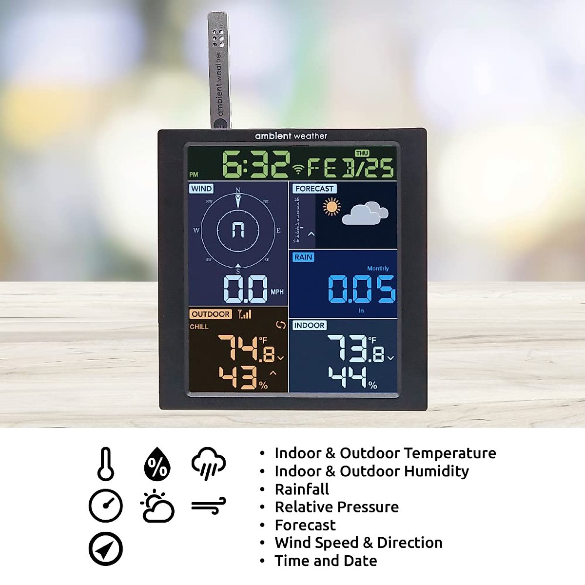 Ambient Weather WS-1965 WiFi Weather Station w/Remote Monitoring and Ambient Weather Network Access