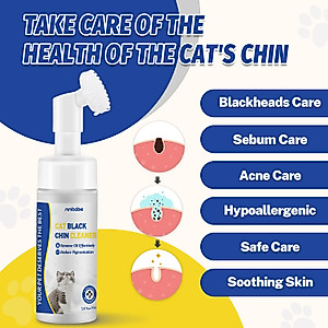 Ninibabie Cat Black Seed Cleaner,Remove Cat Chin Blackheads,Cat Acne Chin Treatment,2-in-1 Wash and Brush,Cruelty-Free and Freshness 5.07 fl.oz