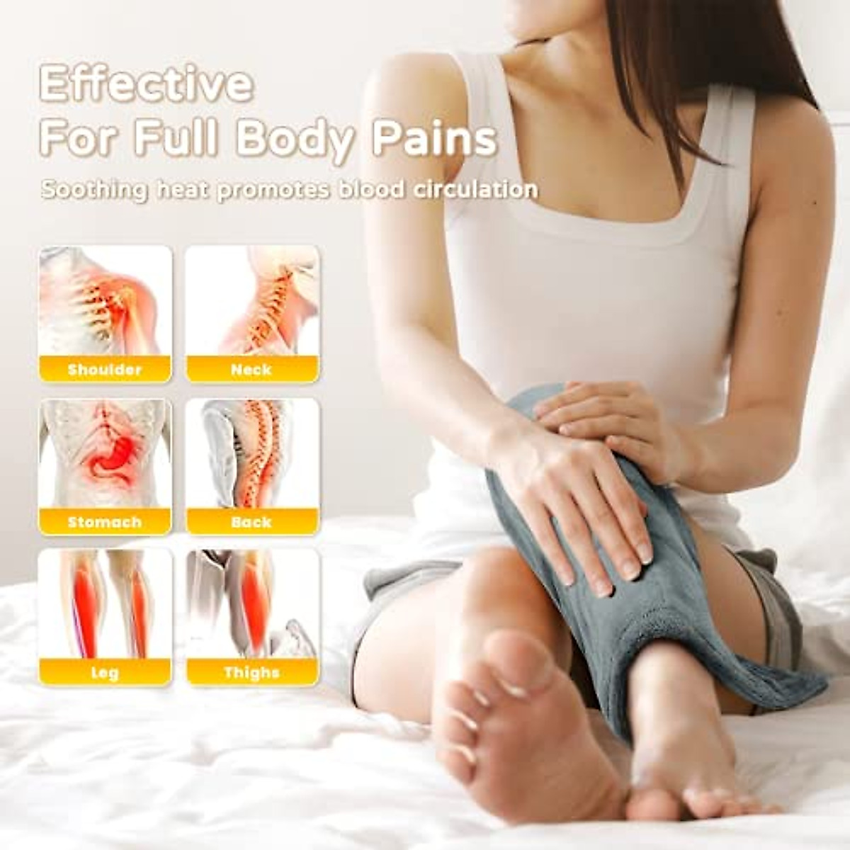 Weighted Heating Pad for Back Pain Relief, 2.2lb Large Electric Heating Pads for Cramps Neck Shoulder, 4 Heating Levels with Auto Shut Off, Fast Heating Dry& Moist Therapy Options Washable 12"x24"