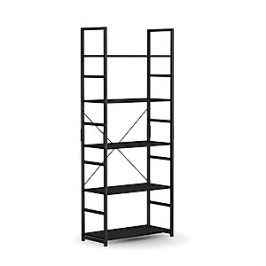 NUMENN 5 Tier Bookshelf, Tall Bookcase Shelf Storage Organizer, Modern Book Shelf for Bedroom, Living Room and Home Office, Black