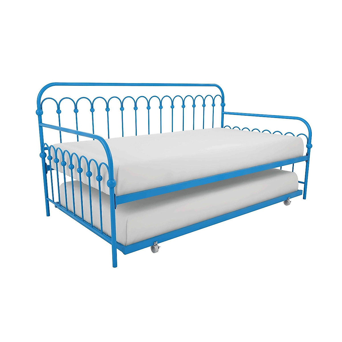 Novogratz Bright Pop Metal Daybed with Roll Out Trundle - Chic, Stylish, Space-Saving Design - Includes Sturdy Steel Slats