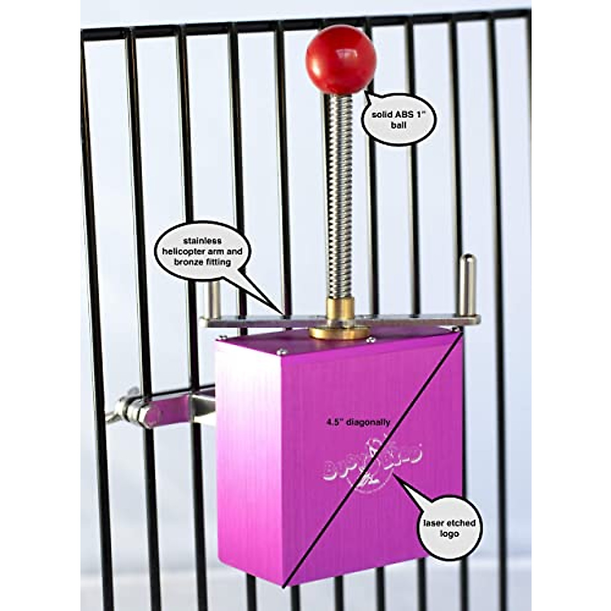 Busy Bird | Ele-Waiter Foraging Bird Toy - Helicopter Arm adjusts Elevator to Expose Treats - 100% Metal, Ultimate Brain Teaser and Mind Game for Medium to Extra Large Birds