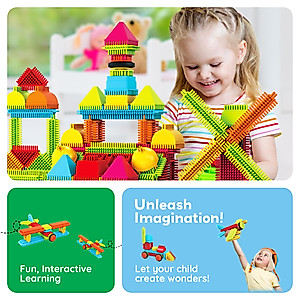 PicassoTiles 120pcs Hedgehog Interlocking Building Blocks Tiles Construction Toy Set Learning Playset STEAM Development Preschool Kindergarten Toy for Kids Age3+ PTB120