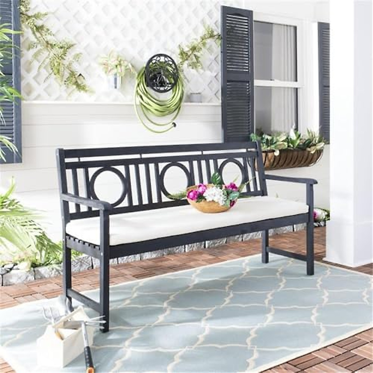 SAFAVIEH PAT6736A Outdoor Collection Montclair 3 Seat Bench