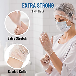 Dre Health Powder Free Disposable Gloves - Clear Vinyl Medical Exam Gloves, 100 Pack, Small